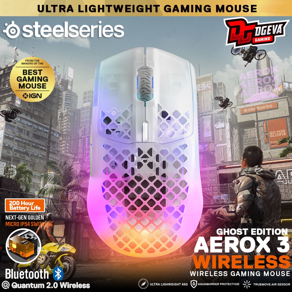 Jual SteelSeries Aerox 3 Wireless Ghost Edition RGB Gaming Mouse | Shopee Indonesia