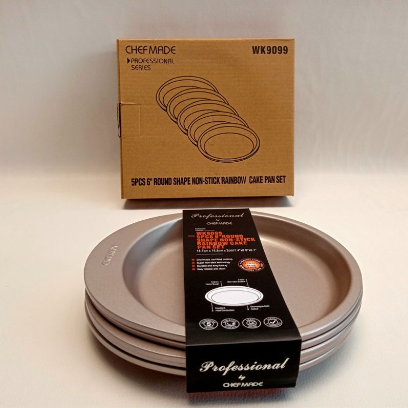 Jual Cetakan Kue Chefmade Round Shape Rainbow Cake Pan uk.6 inci (set 5 ...
