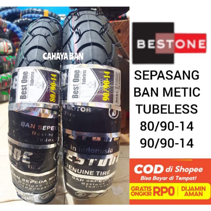 Jual paket hemat sepasang ban montor metic tubeless 80/90-14 dan 90/90 ...