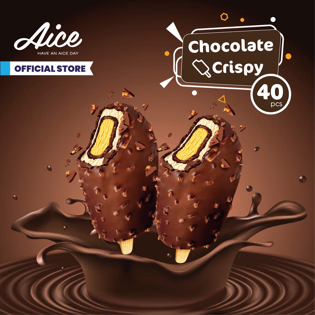Jual Aice Ice Cream Chocolate Crispy ( 1 karton = 30 pcs ) | Shopee ...