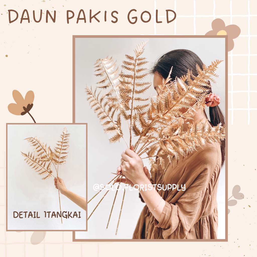 Jual DAUN EMAS PALEM PAKIS FERN DAUN BULAT DAUN RANGKA DAUN MERAK GOLD ...