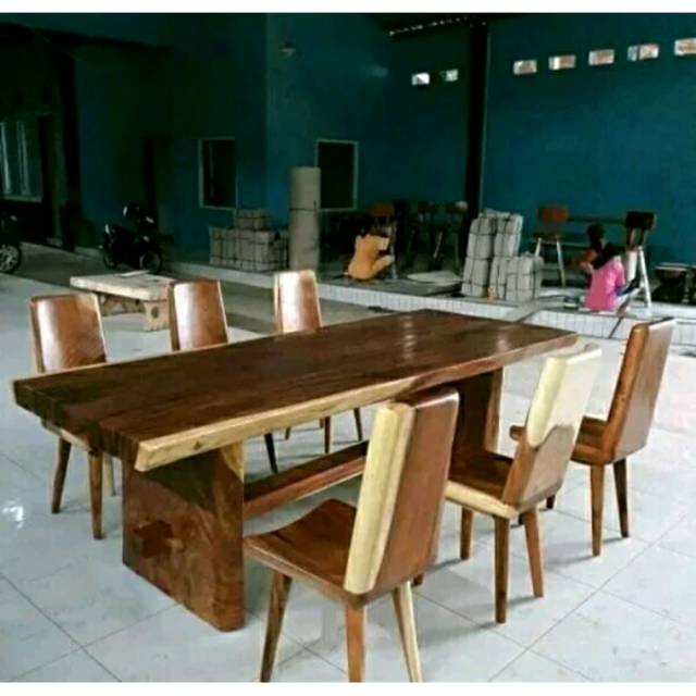 Jual Meja Makan Kayu Trembesi mebel jepara | Shopee Indonesia