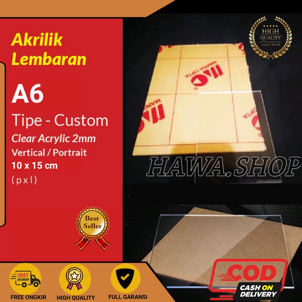 Jual Akrilik Lembaran A6 2mm Bening 10.5x15cm Potongan Acrylic Ukuran ...