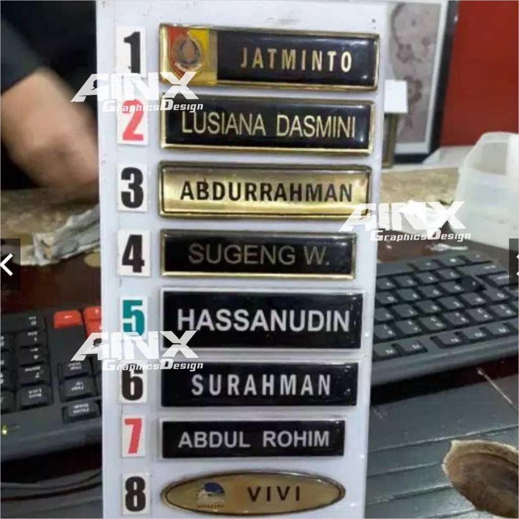 Jual nama dada name tag papan nama cembung kuningan mika nametag ...
