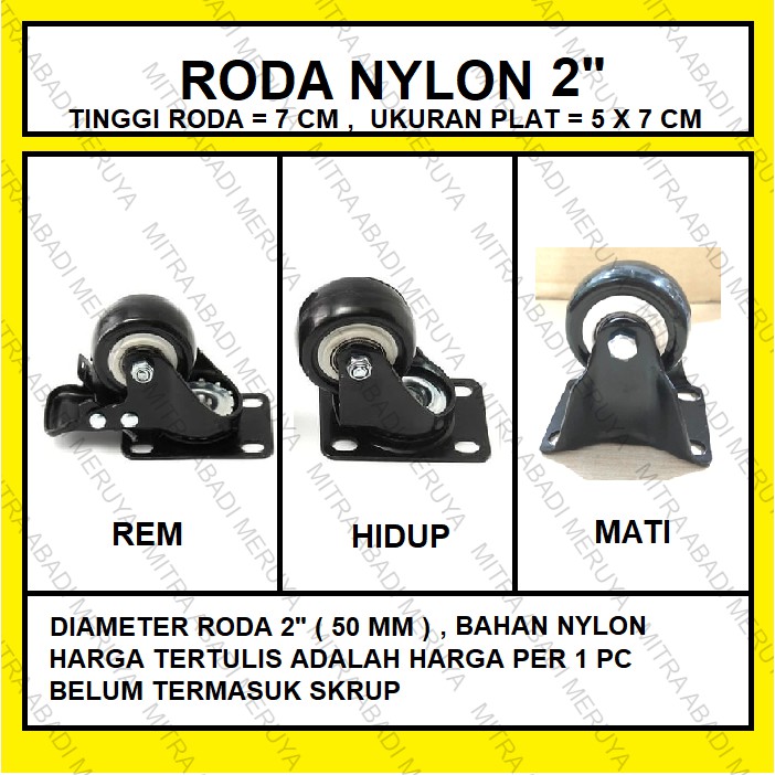 Jual Roda Trolley Troli Roda Nylon Hitam 2" Roda Caster Roda Castor ...