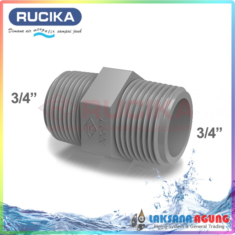 Jual Double nepel pvc 3/4 inch Rucika AW | Sok drat luar Pvc | Nepel drat luar | Shopee Indonesia