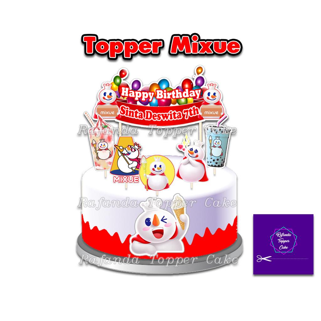 Jual Topper kue ulang tahun toper Ice Cream Mixue custom nama + ukuran ...