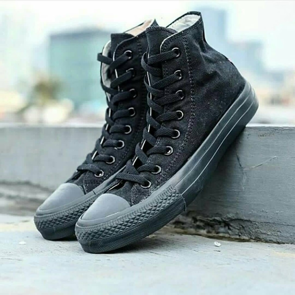 Jual sepatu converse warna full black tinggi premium made in indonesia ...