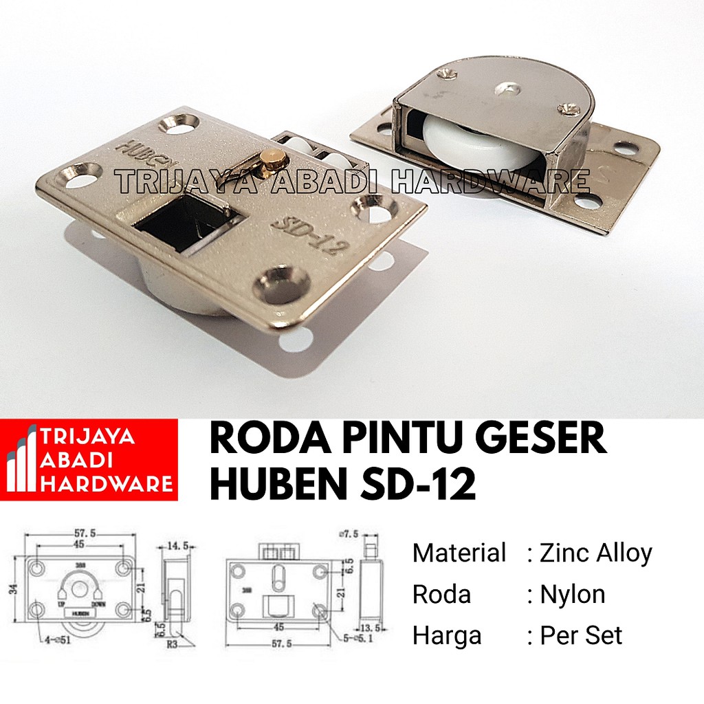 Jual Roda Pintu Lemari Geser SD 12 - Huben Sliding Door Caster | Shopee Indonesia