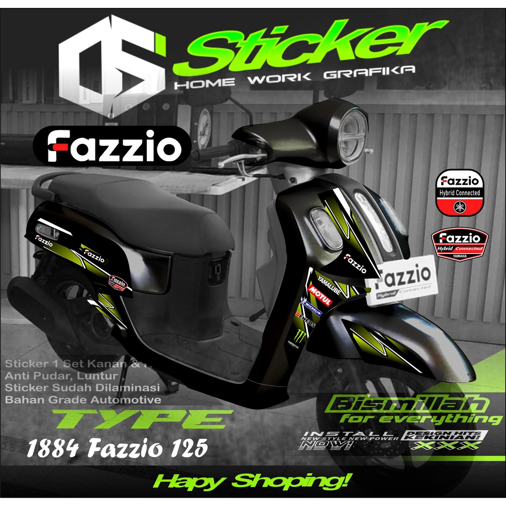 Jual 1884 Sticker Striping Motor YAMAHA FAZZIO 125 List Variasi Desain Motif Simpel Warna Grafis ...