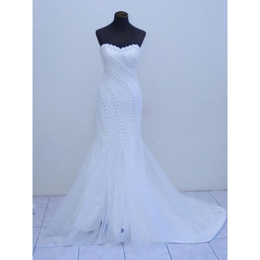 Jual GAUN PENGANTIN MERMAID MINIMALIS PUTIH. | Shopee Indonesia