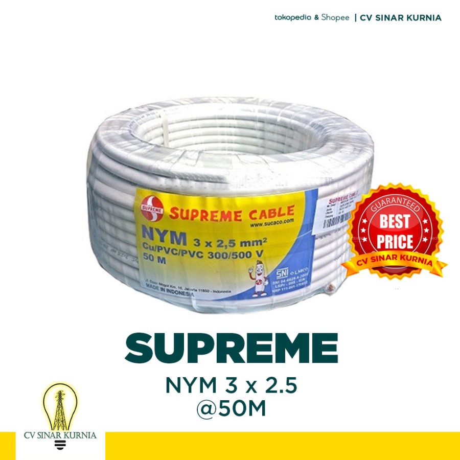Jual Kabel Listrik Supreme NYM 3x2.5 3x2,5 3 x 2.5 roll @50m GROSIR | Shopee Indonesia