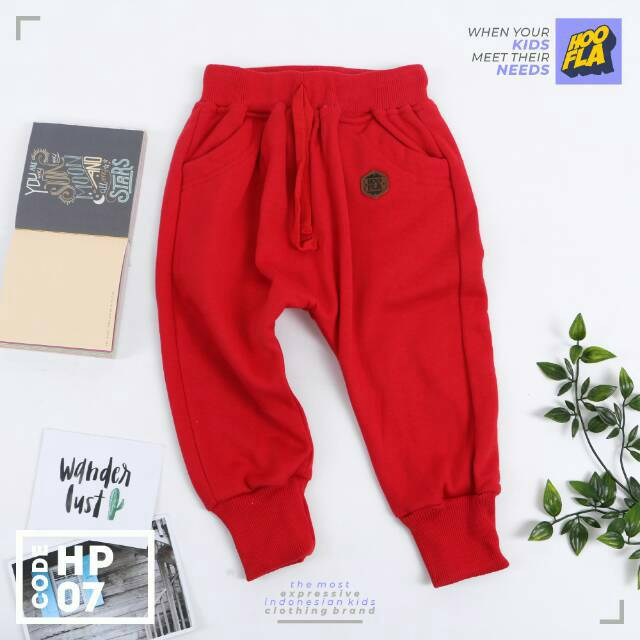 Jual Hoofla Kids CELANA JOGGER / HAREM PANTS (plain) "merah polos Hp07 ...