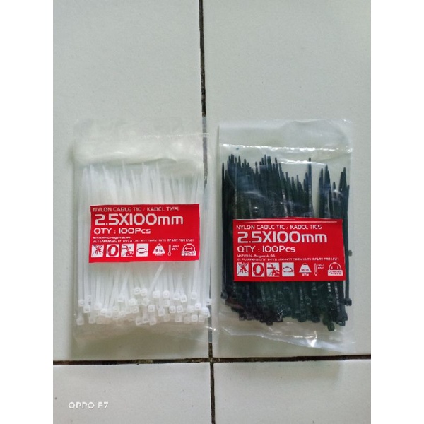 Jual Kabel Ties 2,5 × 100mm(10cm) nylon cable tie putih hitam 1pak isi 100pcs | Shopee Indonesia