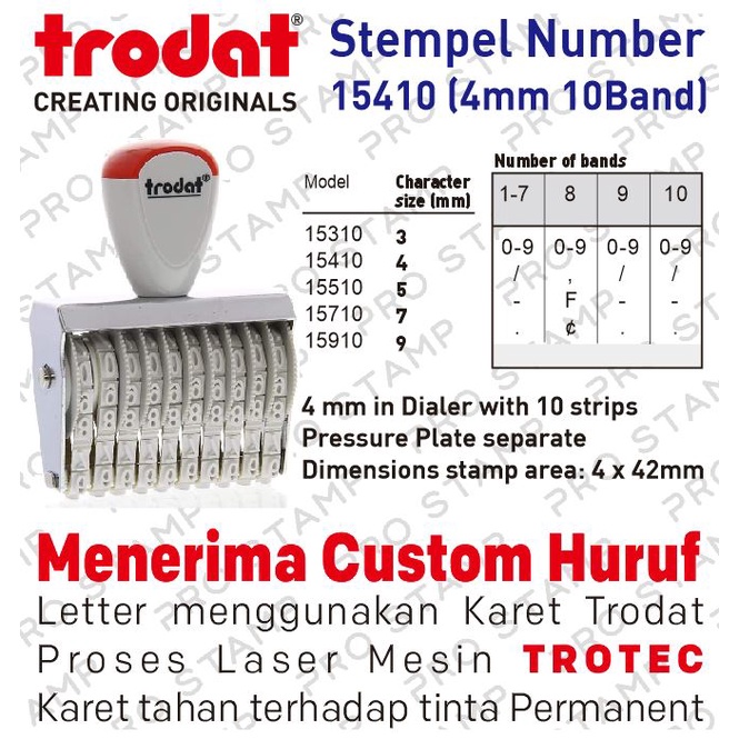 Jual Stempel Angka Manual 10 Digit 4mm Trodat 15410 | Shopee Indonesia