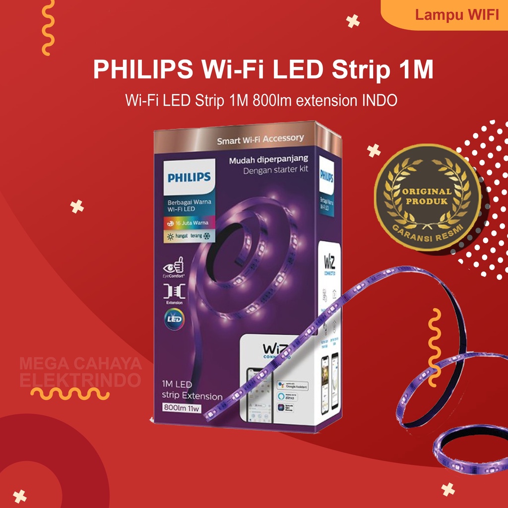 Jual PHILIPS Smart WiFi LED Strip 1M 1 Meter 11w (Extension) (ready ...