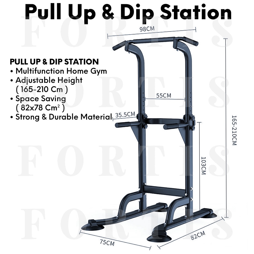 Jual Pull Up Bar Chin Up Dips Station Portable Home Gym Fitness Premium ...