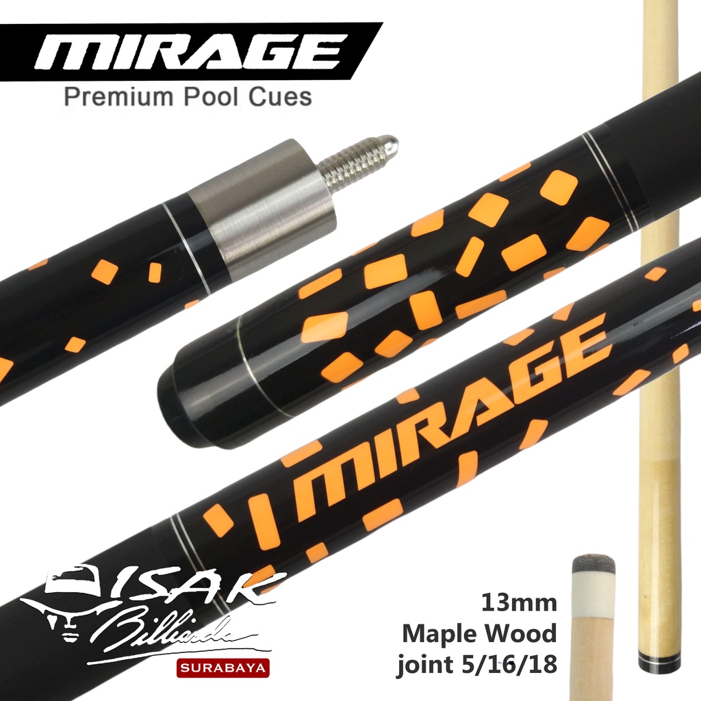 Jual Mirage Pool Cue Series Orange - Premium Maple Stick Billiard Stik ...