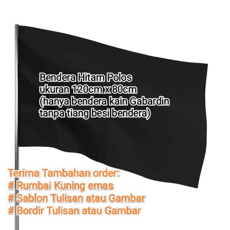 Jual 120cm x 80cm Bendera Polos Warna Hitam Pekat. Kain Gabardin. Bukan ...