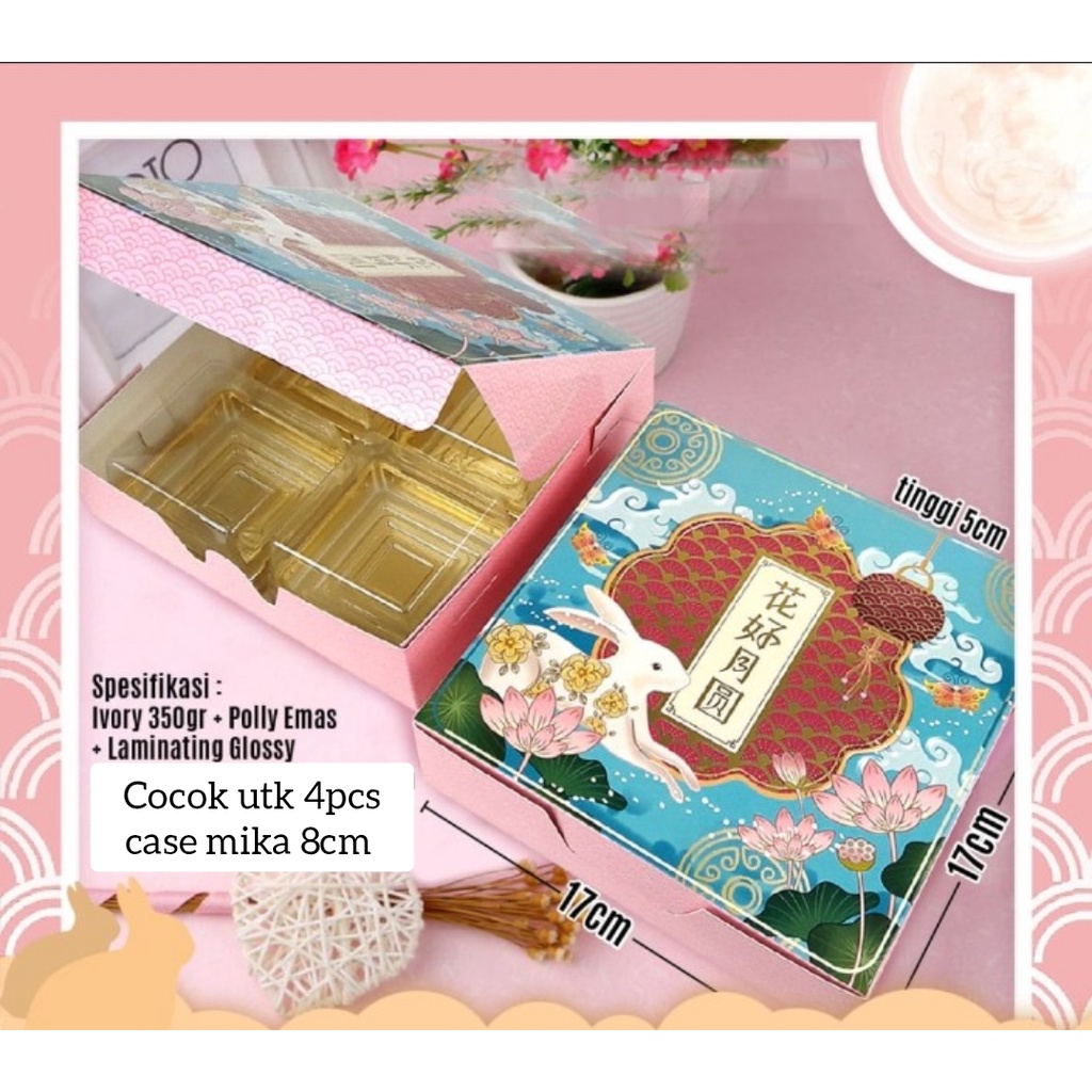 Jual mooncake box mooncake 100gr box kue bulan isi 4 kue mooncake dus kue bulan dus mooncake ...