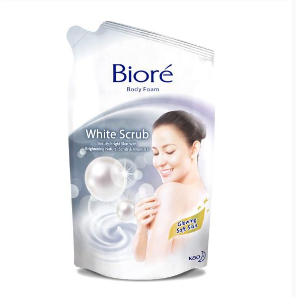 Jual Biore Body Foam Bright White Scrub Pouch 450ml | Shopee Indonesia