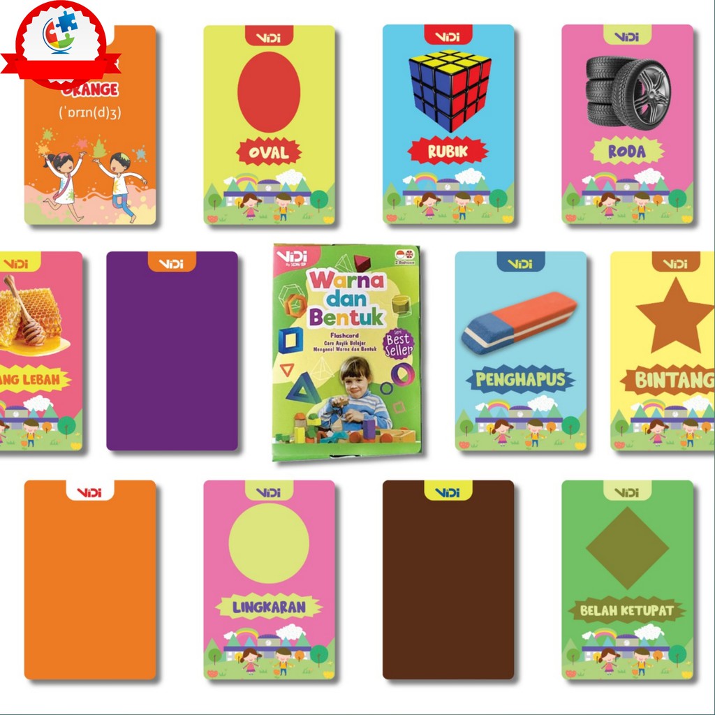 Jual VIDI Flashcard Warna & Bentuk Isi 31 Kartu Laminasi Glossy Full ...