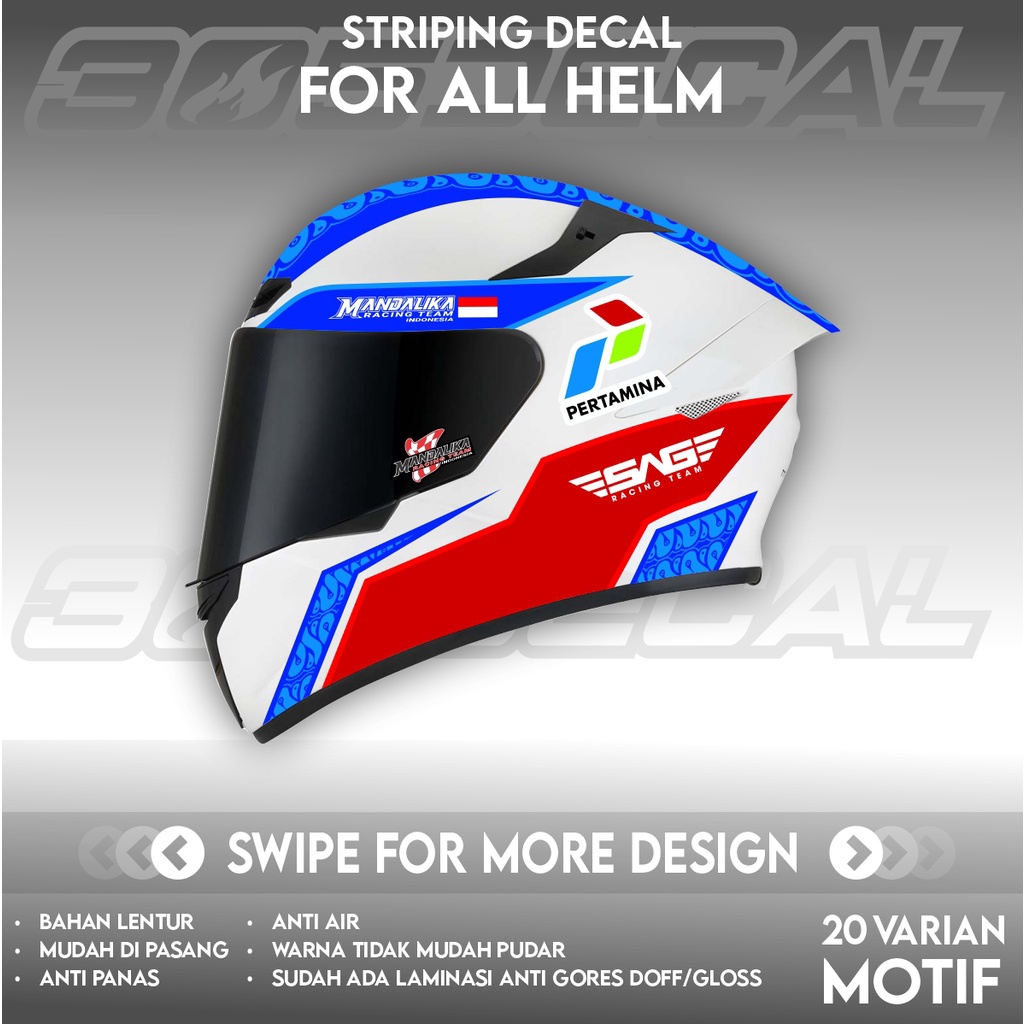 Jual STICKER HELM UNIVERSAL MOTIF MANDALIKA FULL SET | Shopee Indonesia