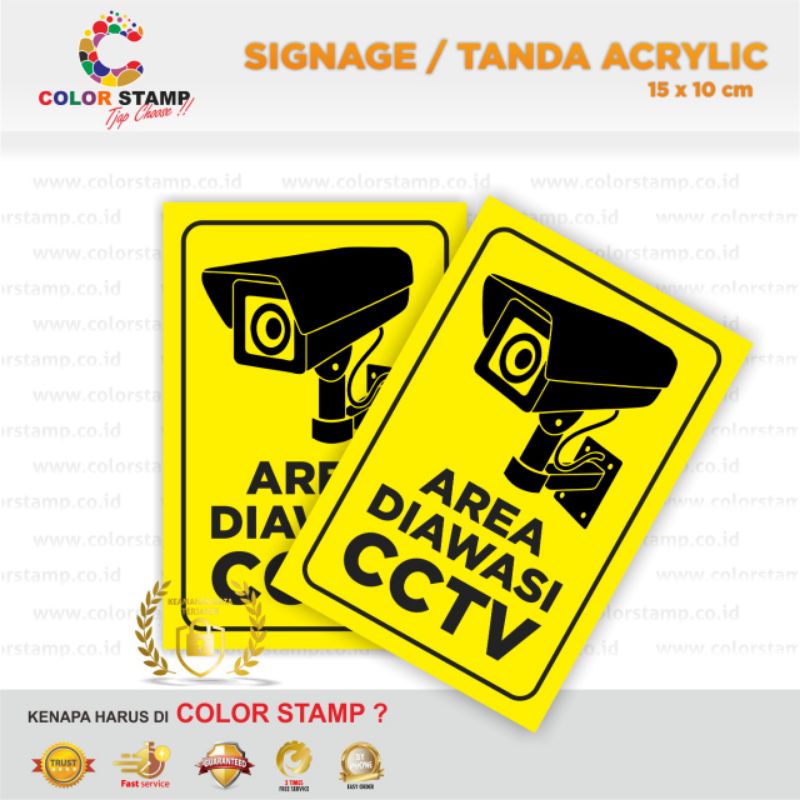 Jual Papan Nama Akrilik/Sign/Tanda/Area Diawasi CCTV | Shopee Indonesia