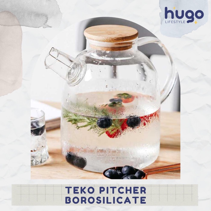 Jual HUGO Teko Pitcher Teh Kaca Borosilicate Teapot Aesthetic | Shopee ...