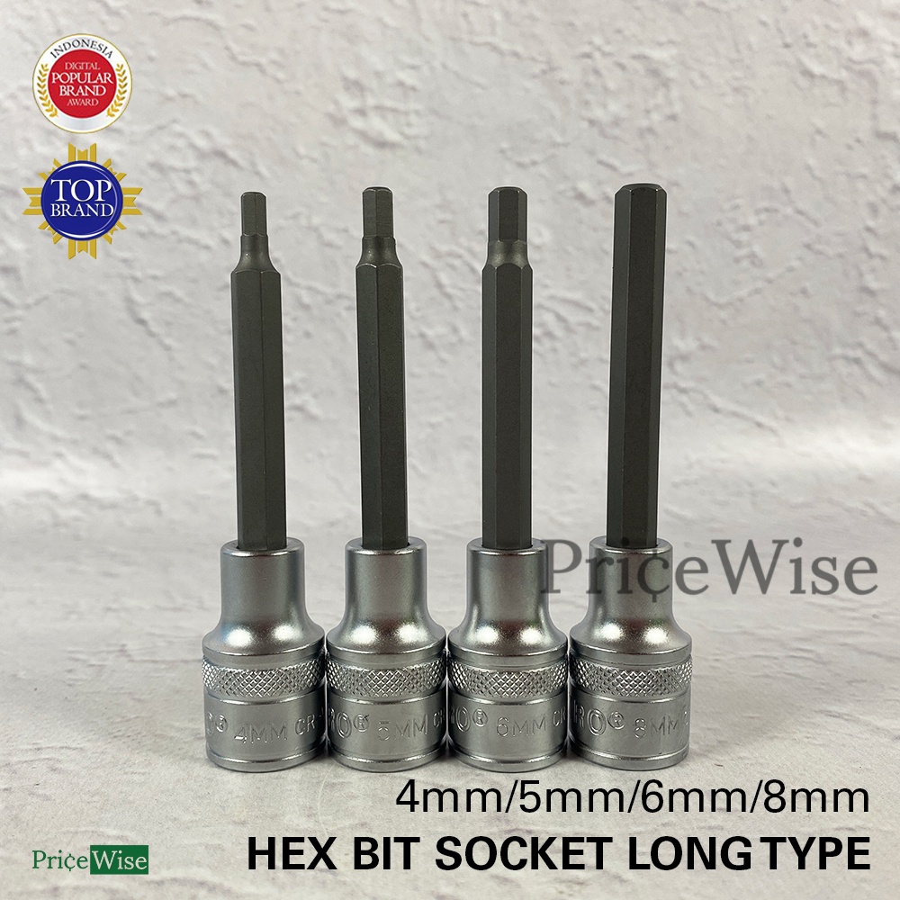 Jual Mata Sock L 4 5 6 8 mm Tekiro / Hex Bit Socket Long Type / Kunci ...