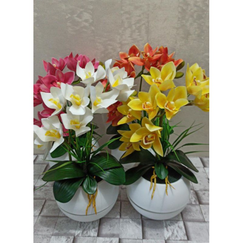 Jual Rangkaian bunga anggrek catelia vas vienna | Shopee Indonesia