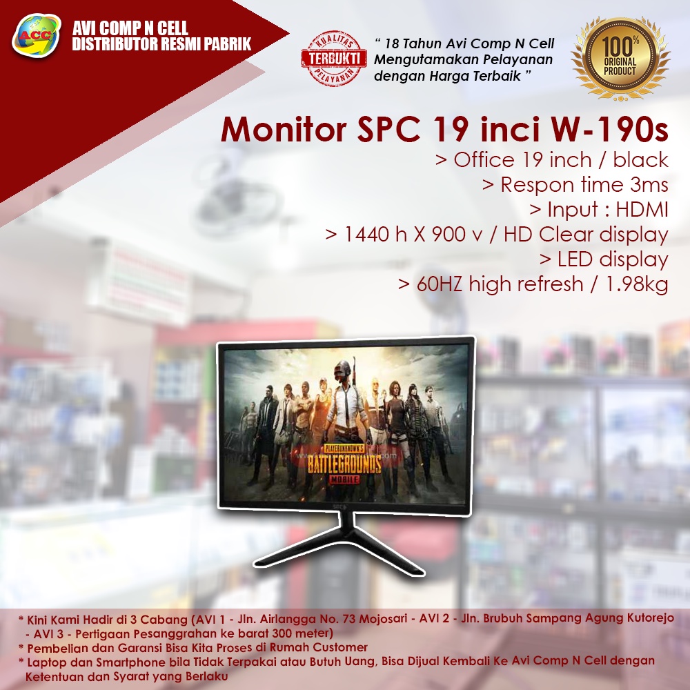 Jual Promo Avicomp : Monitor SPC 19 inci W-190s - Original | Shopee ...