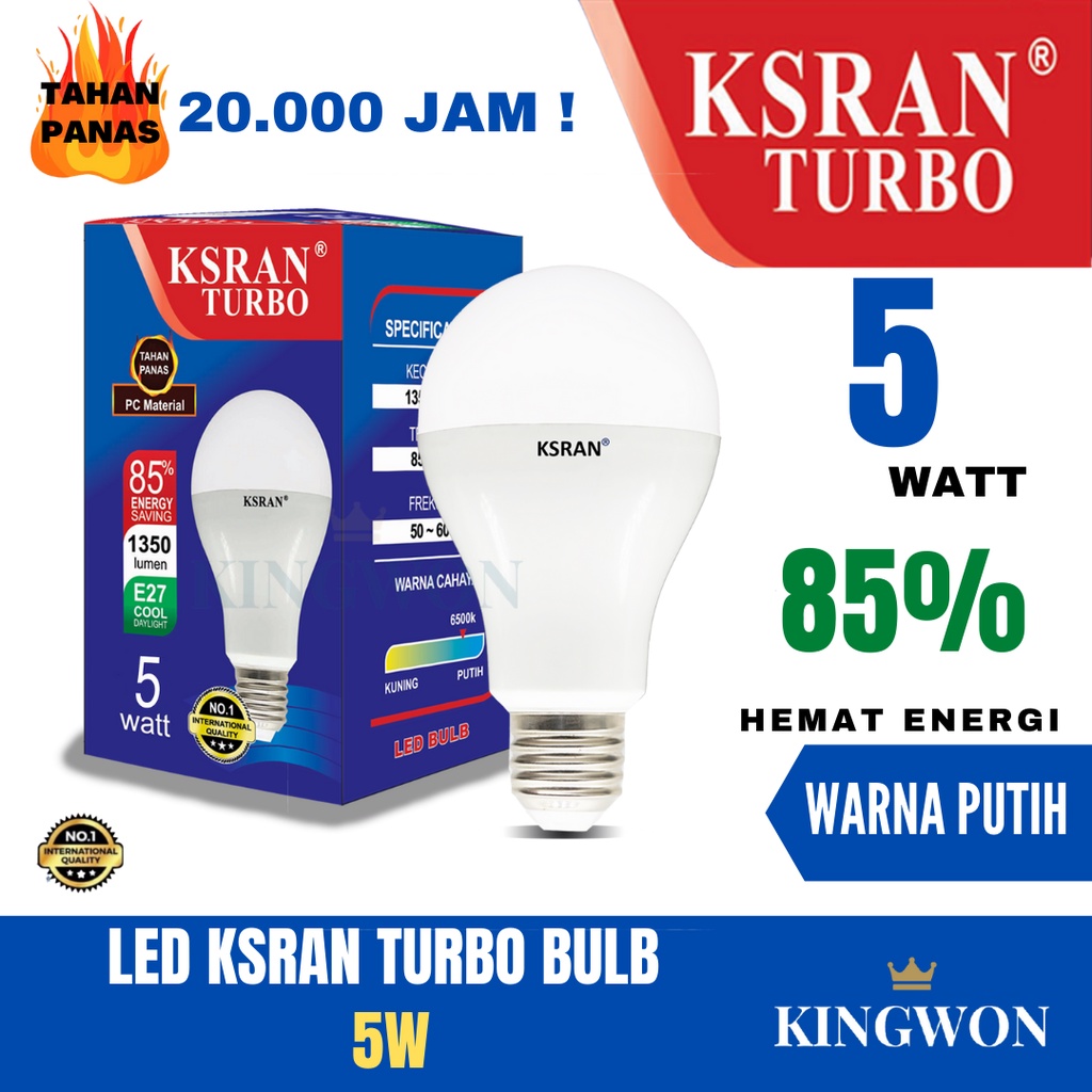 Jual KSRAN Lampu LED 5W TURBO-Putih BULB BOHLAM LED HEMAT ENERGI BOHLAM ...