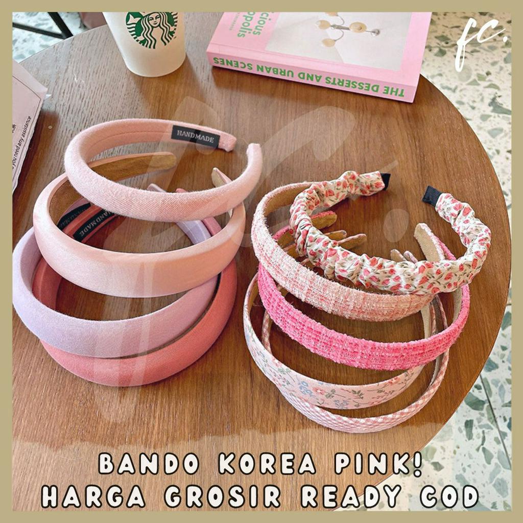 Jual Gentle Pink Pattern Sweet Hair Head Band / Bando Bandana Elastis ...