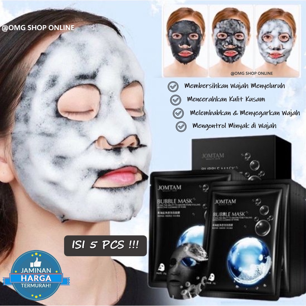 Jual Isi 5 Pcs TERMURAH !! JOMTAM Bubble Mask Masker Wajah Gelembung Amino Oksigen / Masker ...
