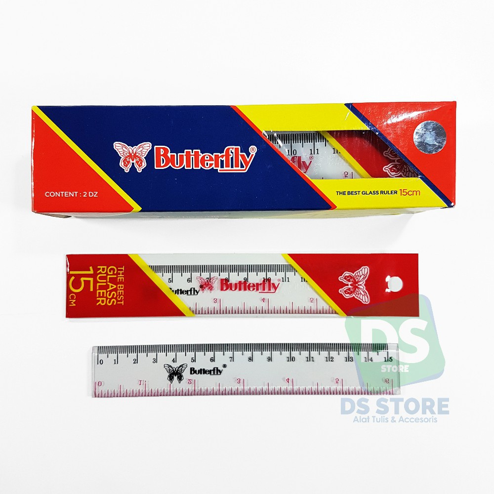 Jual Penggaris 15 CM Plastik/Akrilik BUTTERFLY | Shopee Indonesia