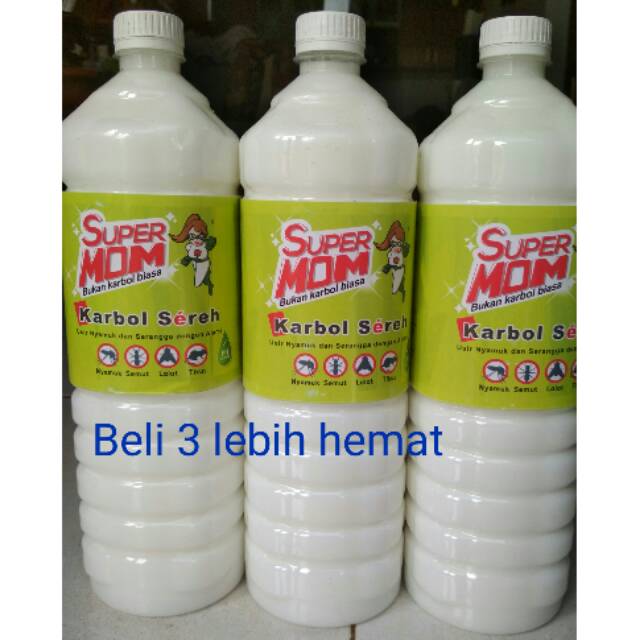 Jual PAKET HEMAT KARBOL SEREH SUPERMOM ISI 3 BOTOL 1,5L | Shopee Indonesia