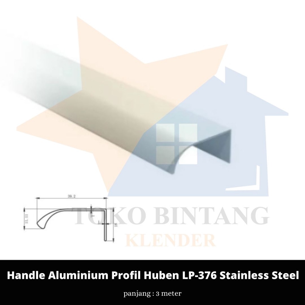 Jual Handle Aluminium Profil Huben LP-376 Stainless Steel (Coklat ...