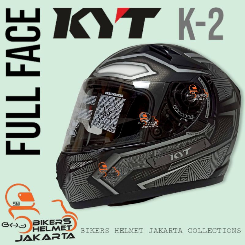 Jual KYT HELM K2 RIDER BLACK PANTHER BLACK DOFF SILVER DOUBLE VISOR ...
