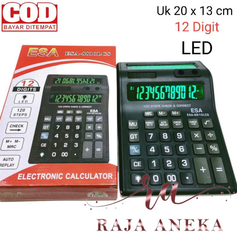 Jual Kalkulator Layar Lcd Led menyala Calculator Besar Esa 8810 12 ...
