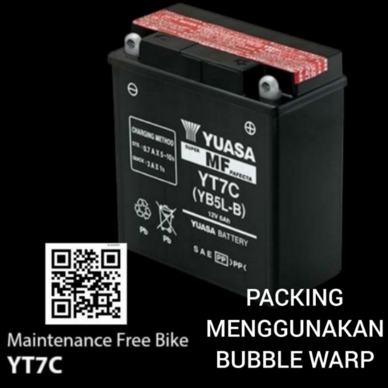 Jual AKI MOTOR MERK YUASA YT7C 12V 6AH ACCU KERING BEBAS PERAWATAN BUAT SEPEDA MOTOR | Shopee ...