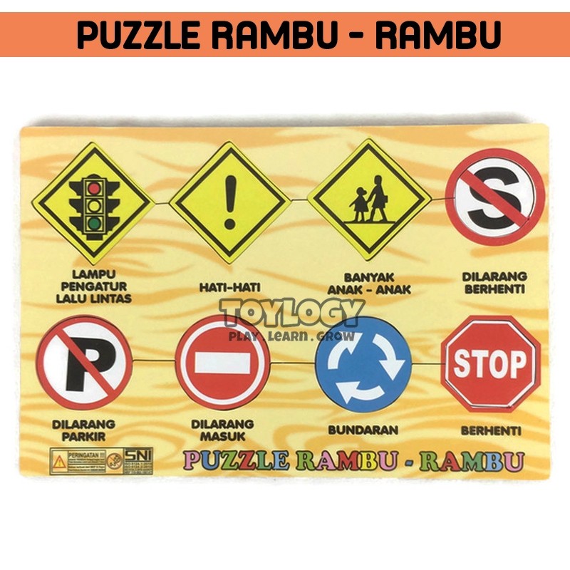 Jual Mainan Edukasi Anak Puzzle Kayu Gambar Rambu Rambu Lalu Lintas ...