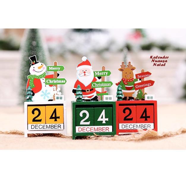 Jual MOTIF NATAL Kalender Unik bahan kayu tanpa batas kado hadiah ...
