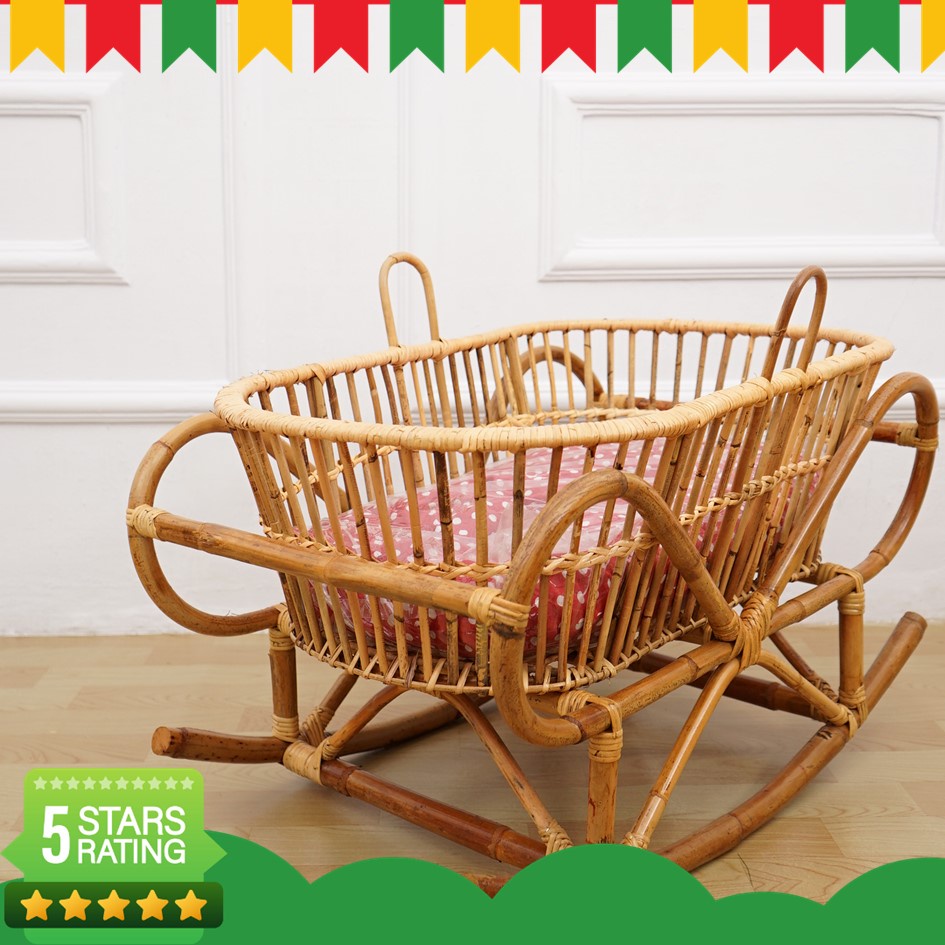 Jual Ayunan Bayi Rotan Goyang Perahu Plus Busa Bantalan Empuk | Shopee ...