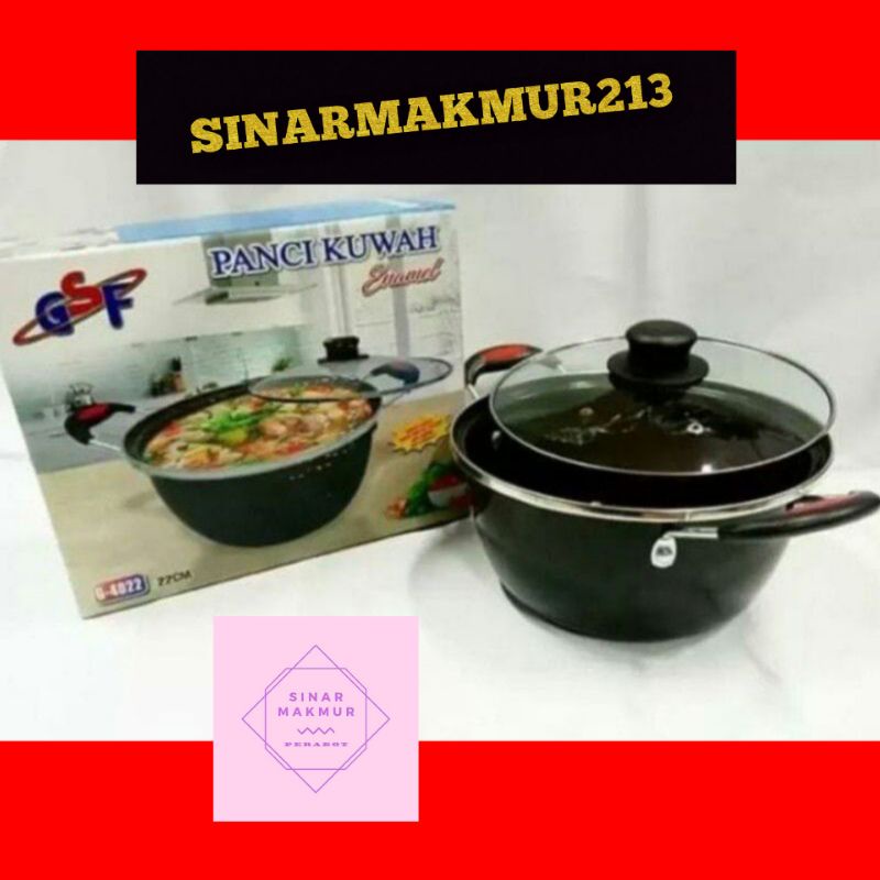 Jual panci kuah gsf 4024 4022 enamel anti lengket panci kuah tutup kaca ...