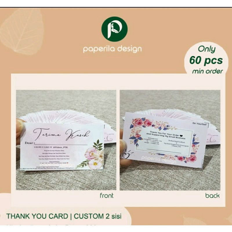 Jual Custom Card 8x5 cm 2 sisi | Shopee Indonesia