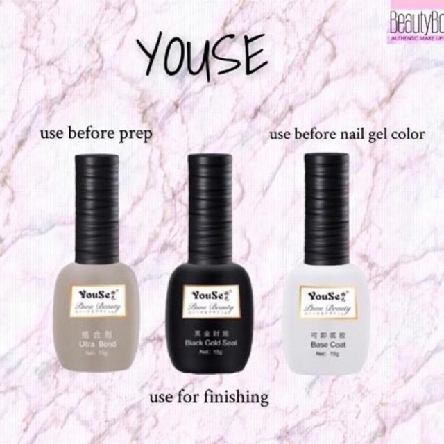 Jual YOUSE NAIL GEL POLISH TOP COAT BASE COAT ULTRA BASE TAHAN HINGGA 3 ...