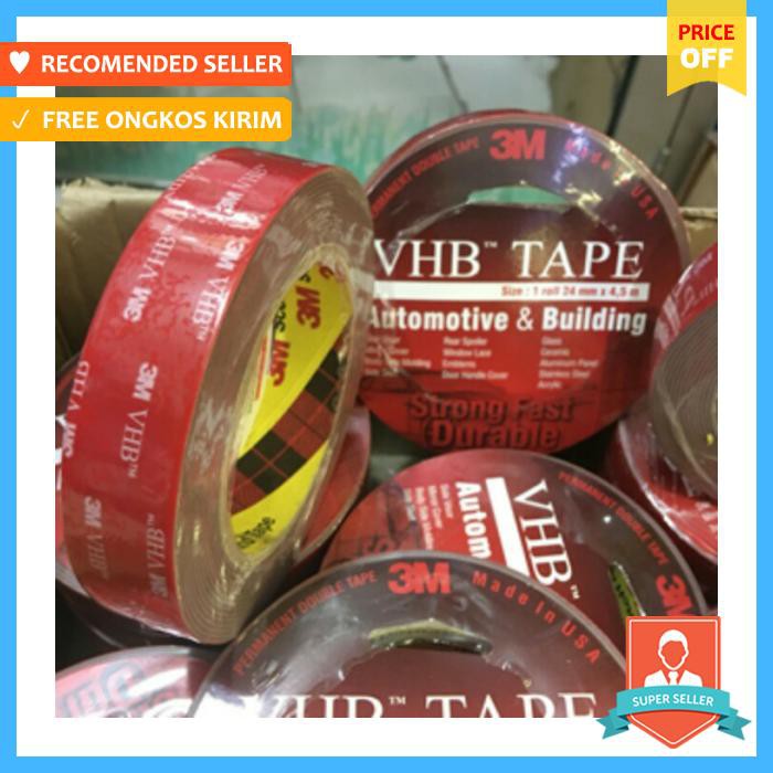 Jual Double Tape 3M Merah 24 Mm 1 Inch Merah Vhb Tape Automotive Tape ...