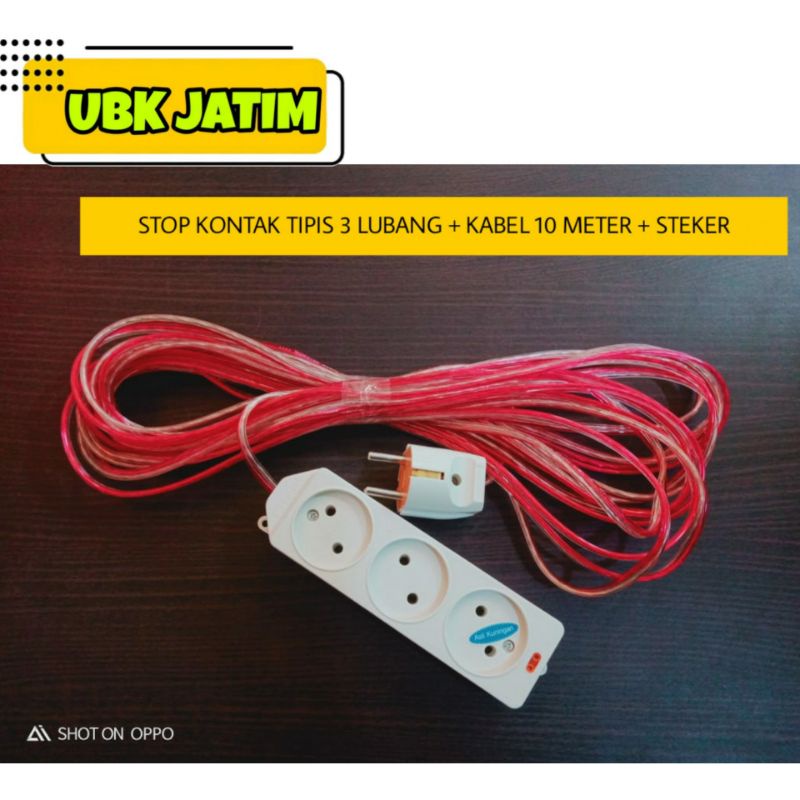 Jual SET STOP KONTAK TIPIS 2 3 4 LUBANG + KABEL TRANSP 10 METER ...
