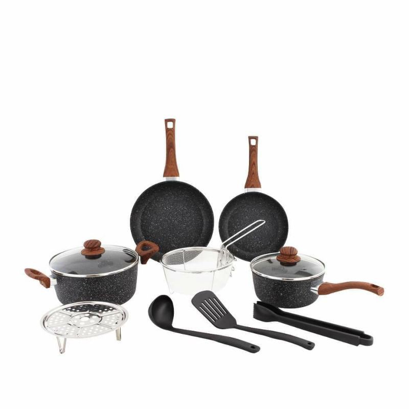 Jual CYPRUZ MARBLE COOKWARE SET OF 7 PCS panci gagang kayu | Shopee ...